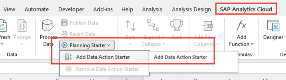 „SAP Analytics Cloud Add-In für Microsoft Excel“ in einem Planungsszenario